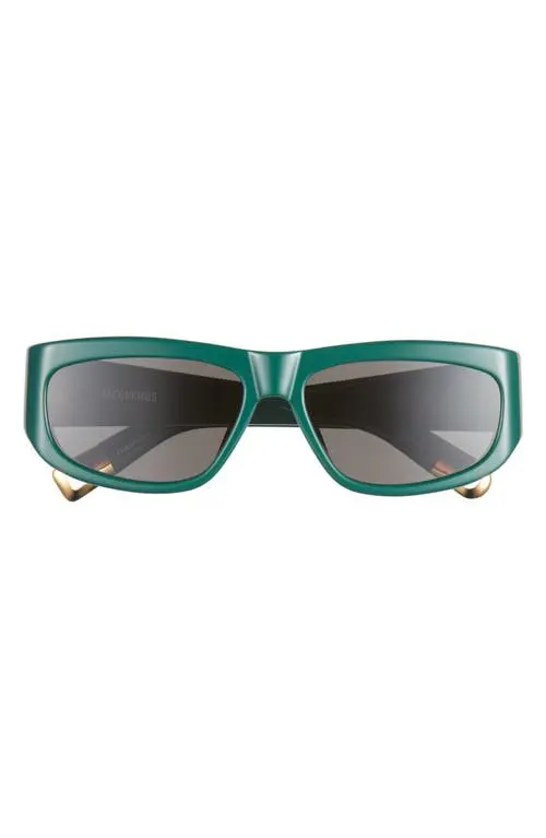Jacquemus Les Lunettes Pilota Rectangular Sunglasses - Green/ Yellow Gold/ Grey