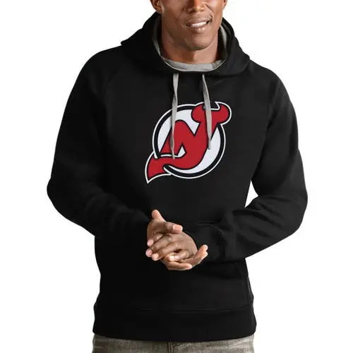 ANTIGUA New Jersey Devils Logo Victory Pullover Hoodie - Black