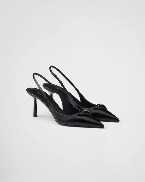 Prada Saffiano Slingback Pumps - Black