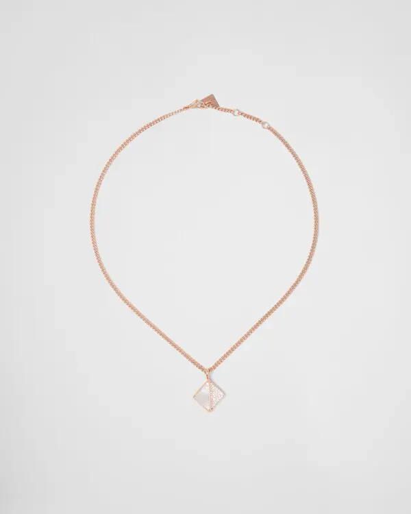 Prada Eternal Gold Pendant Necklace - Gold Pink/mop/white