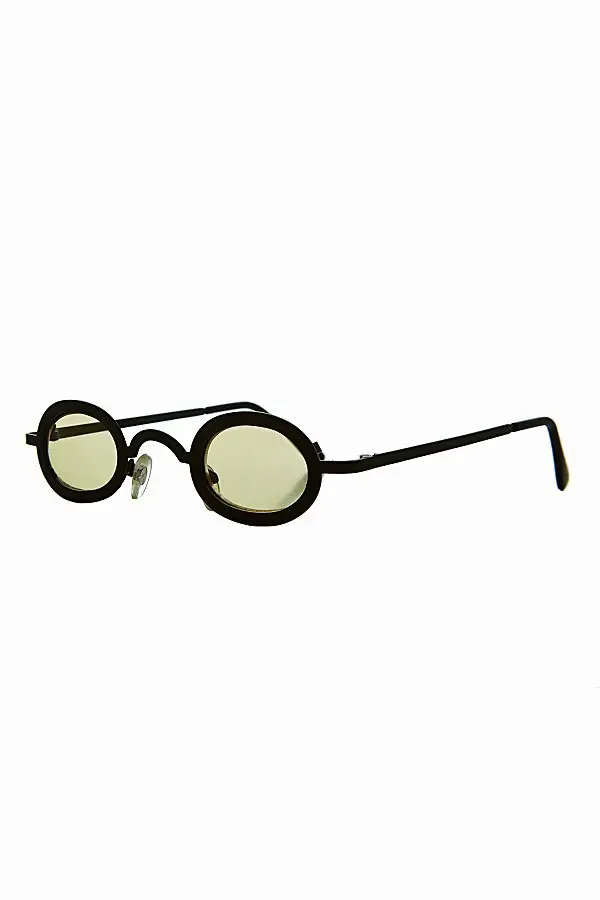 SUNGLASS MUSEUM Vintage Sunglasses With Metal Rim And Tinted Lenses - Yellow