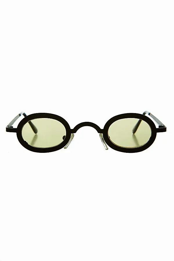 SUNGLASS MUSEUM Vintage Sunglasses With Metal Rim And Tinted Lenses - Yellow