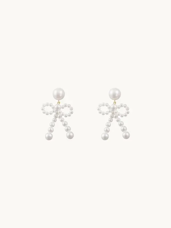 Sophie Bille Brahe Bow 14k Yellow Gold Freshwater Pearl Earrings - 14k Recycled Yg,freshwater Pearls