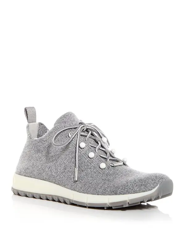 JIMMY CHOO Veles Embellished Knit Sneakers - Ash Mix