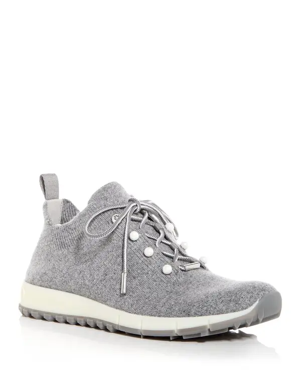 JIMMY CHOO Veles Embellished Knit Sneakers - Ash Mix