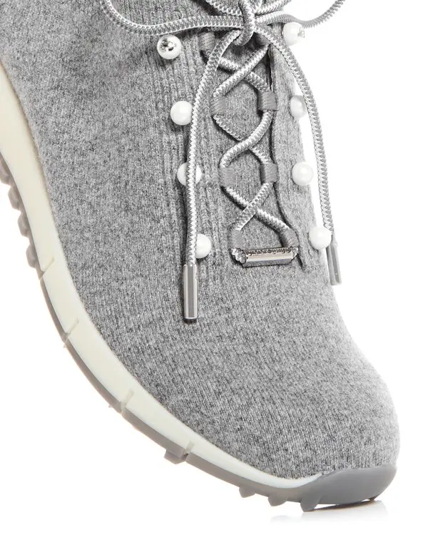 JIMMY CHOO Veles Embellished Knit Sneakers - Ash Mix