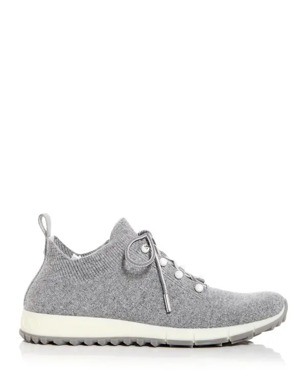 JIMMY CHOO Veles Embellished Knit Sneakers - Ash Mix