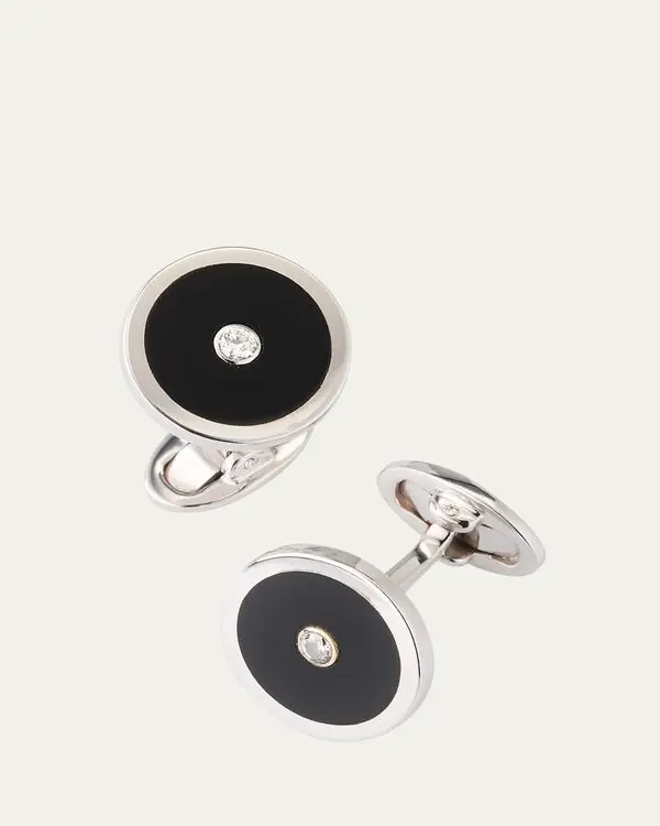 JAN LESLIE Onyx And Diamond Cufflinks - Black