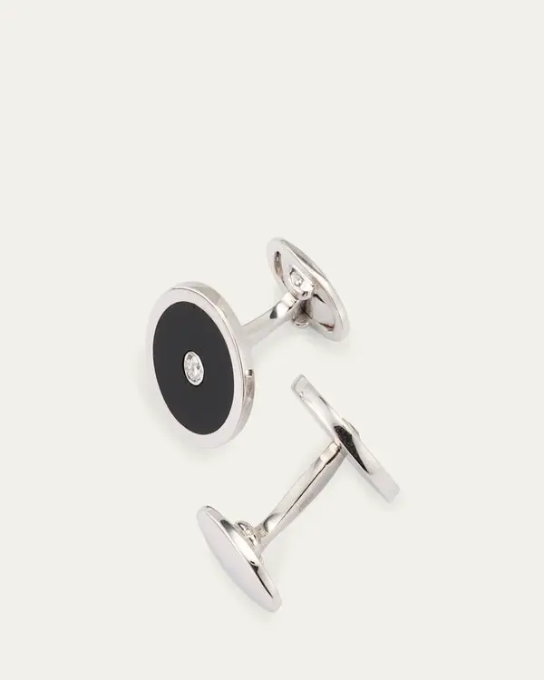 JAN LESLIE Onyx And Diamond Cufflinks