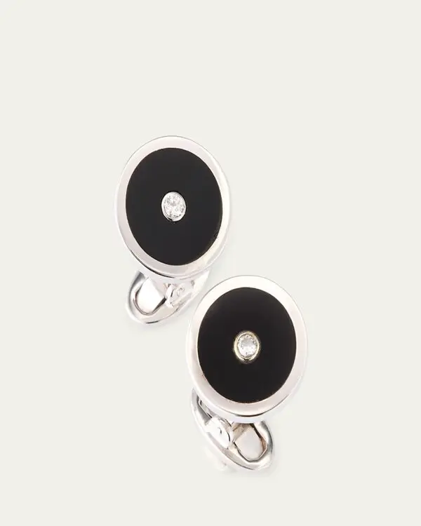 JAN LESLIE Onyx And Diamond Cufflinks