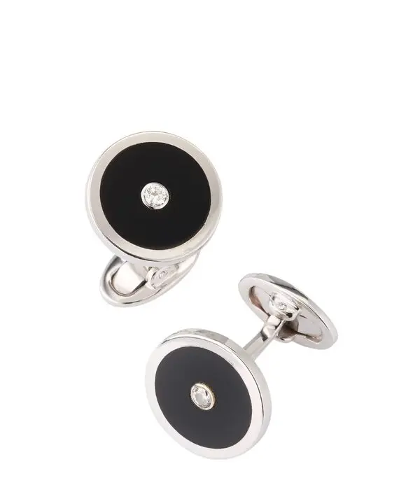 JAN LESLIE Onyx And Diamond Cufflinks