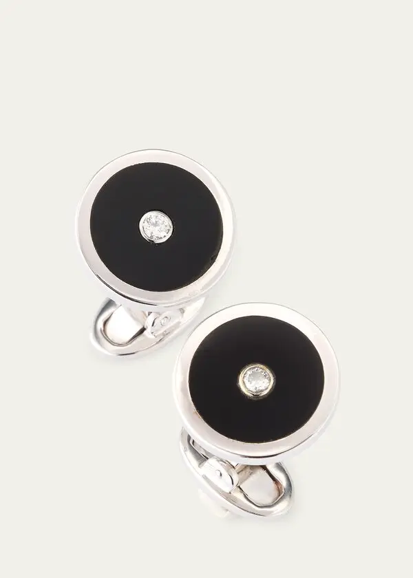 JAN LESLIE Onyx And Diamond Cufflinks