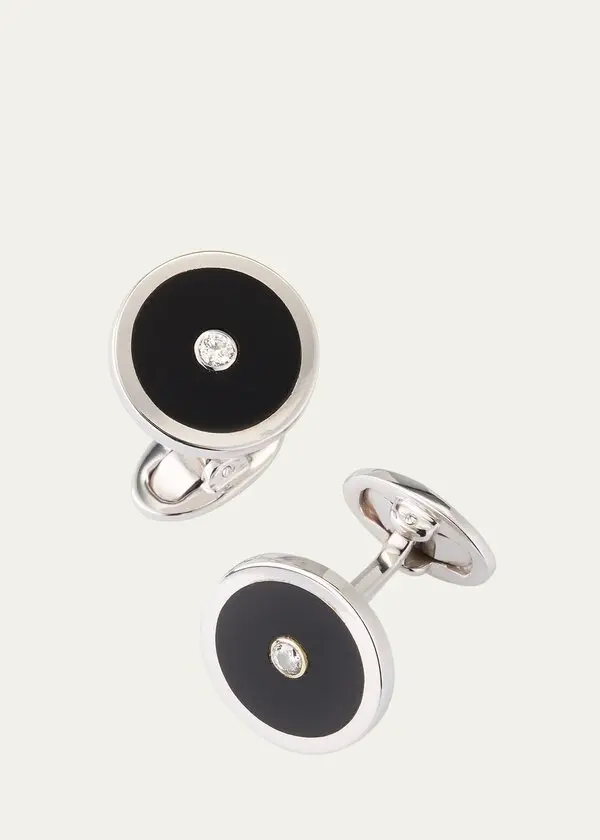 JAN LESLIE Onyx And Diamond Cufflinks