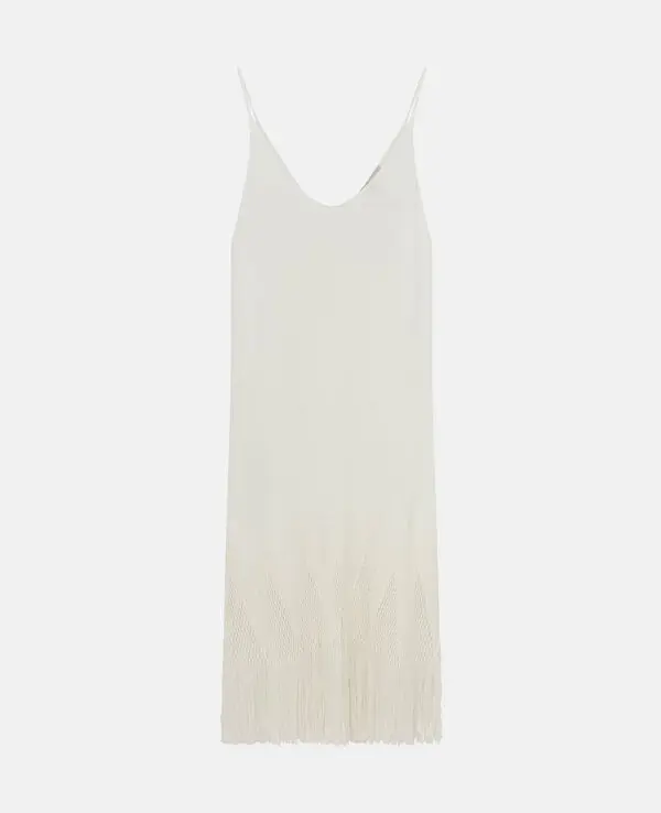 Stella McCartney Open-knit Fringe Midi Dress - Cream