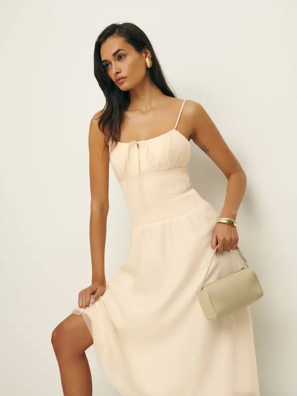 REFORMATION Laly Sleeveless Midi Dress - Ivory