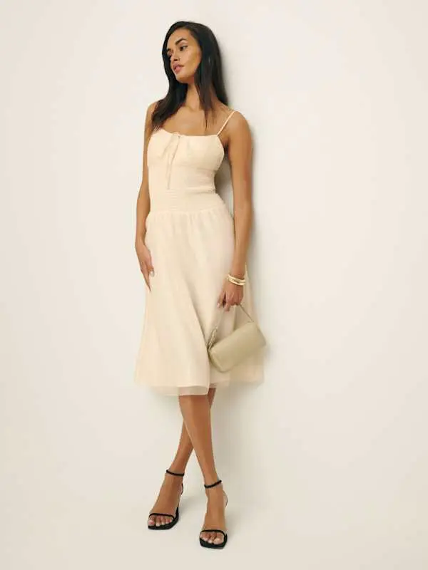 REFORMATION Laly Sleeveless Midi Dress - Ivory