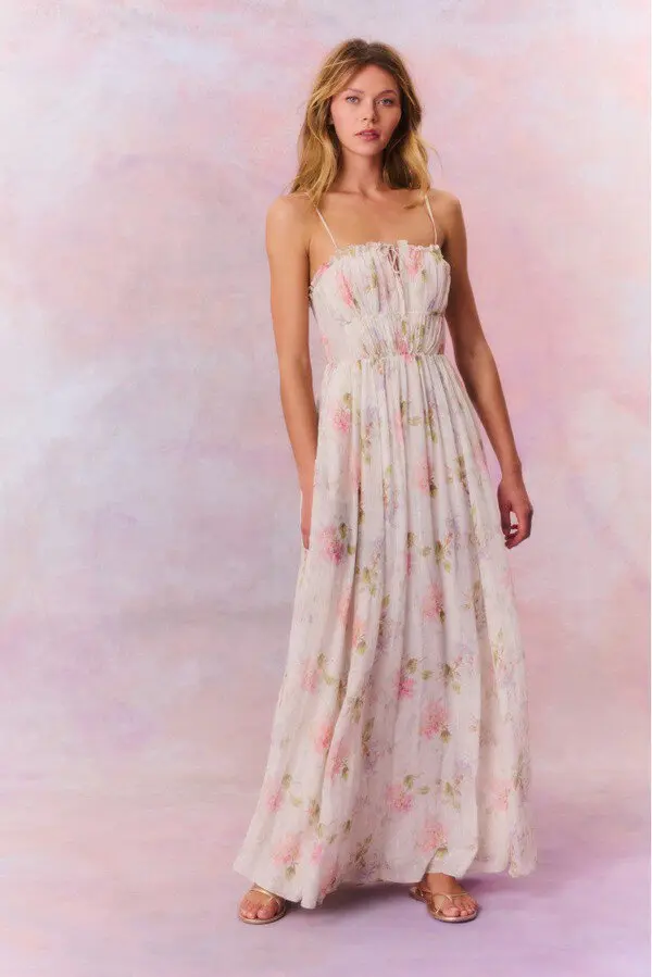 Loveshackfancy Santee Lurex Chiffon Maxi Dress In Floral - 25% Off |  Editorialist
