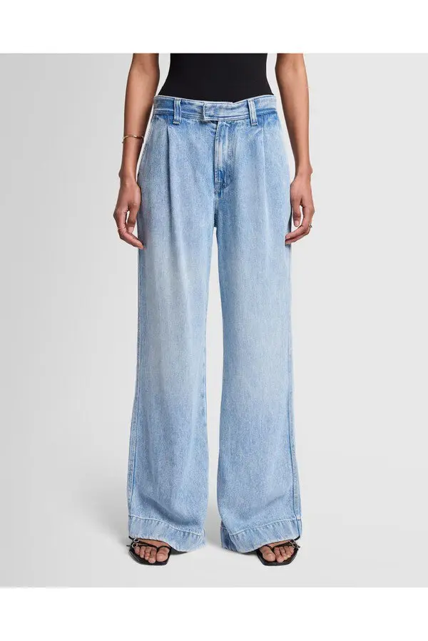7 For All Mankind Denim Lustre Pleated Trouser In Abyss