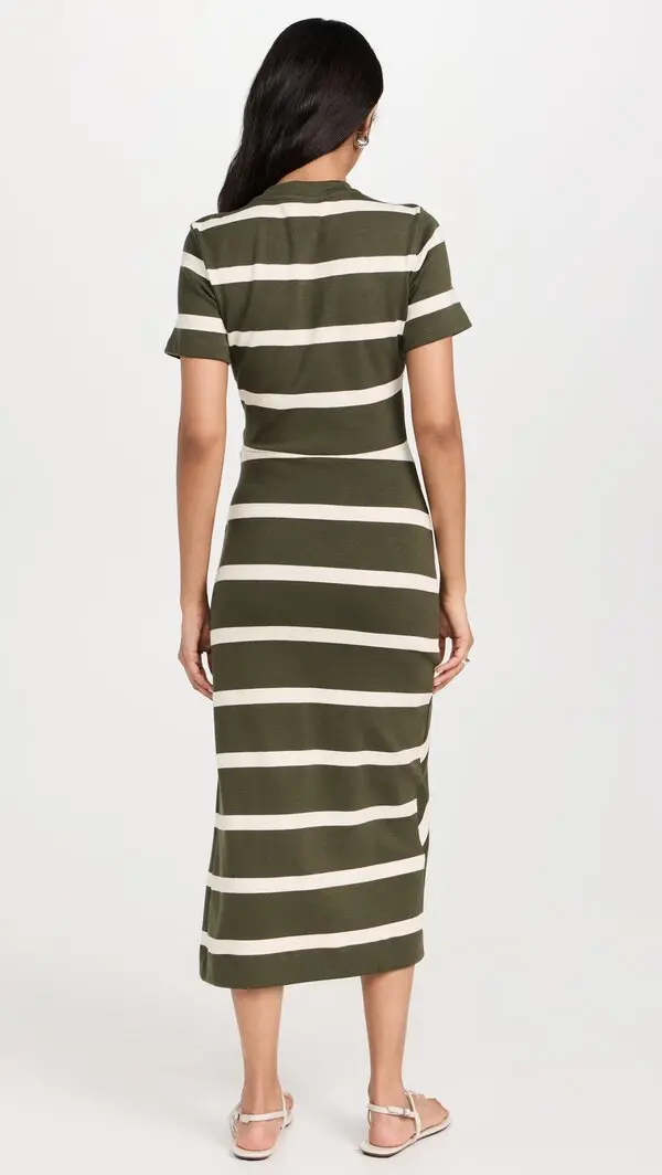 Tanya Taylor Striped Cody Dress - Army/cream