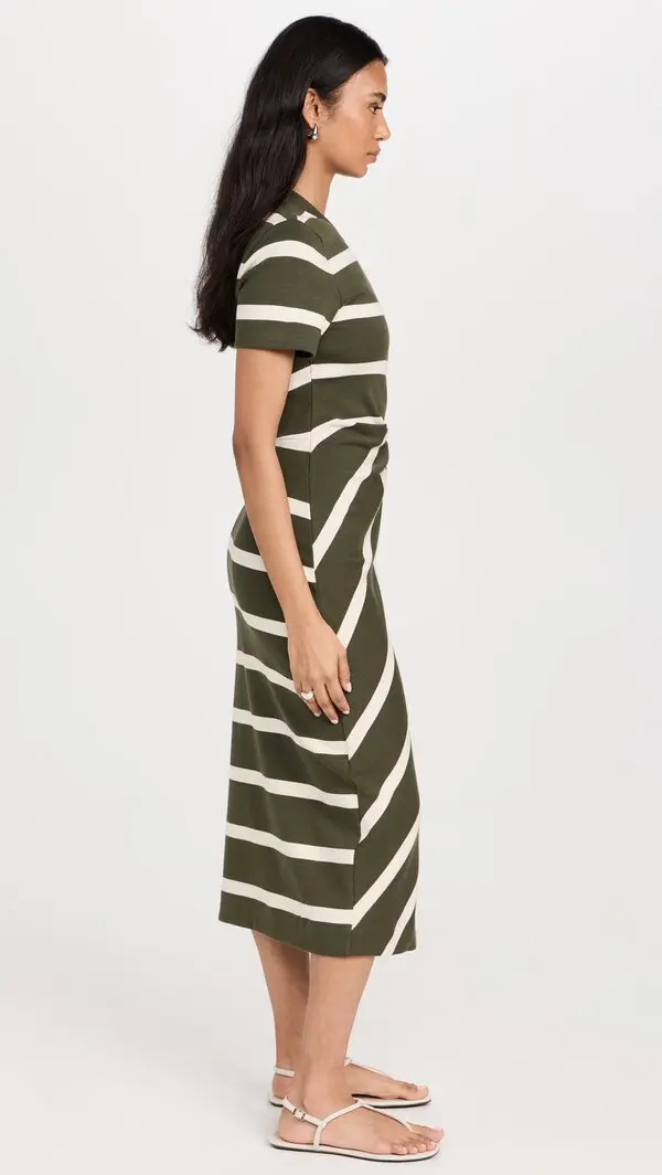 Tanya Taylor Striped Cody Dress - Army/cream