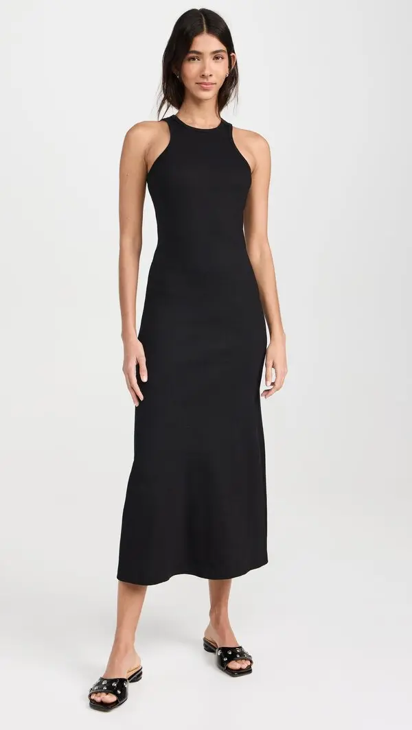 cotton rib tank dress Organic Cotton Ribbed Knit Maternity to Nursing Tank Dress Black / XS