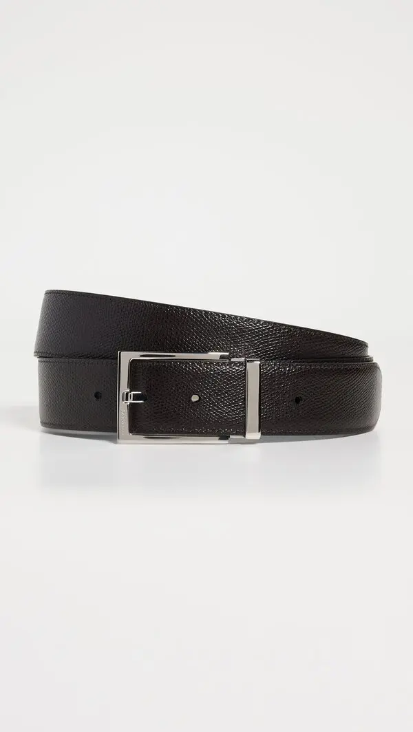 FERRAGAMO Saddle Stamp Reversible Belt - Nero/hickory