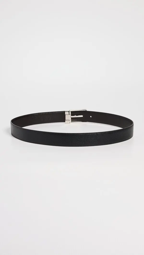 FERRAGAMO Saddle Stamp Reversible Belt - Nero/hickory