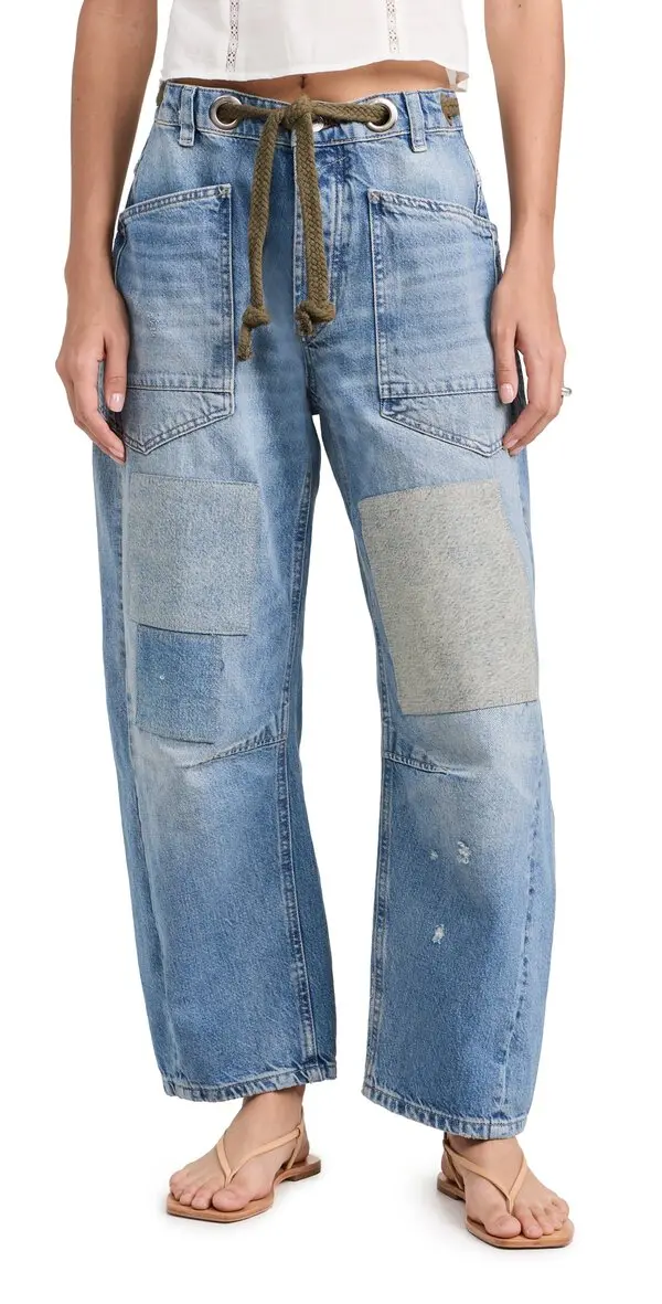 Free People Moxie Barrel Jeans - Truest Blue