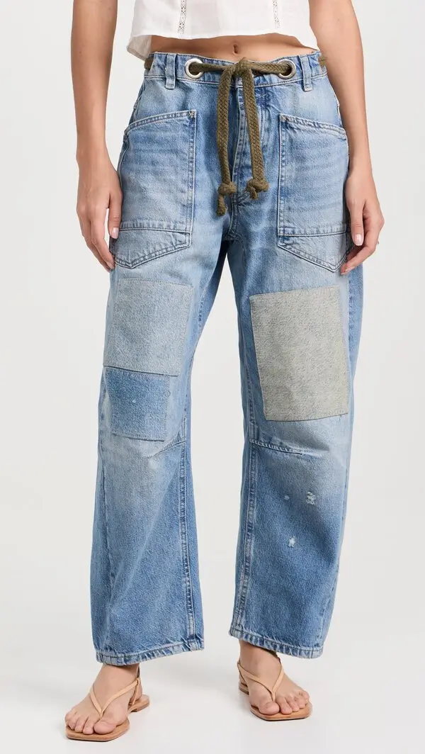 Free People Moxie Barrel Jeans - Truest Blue
