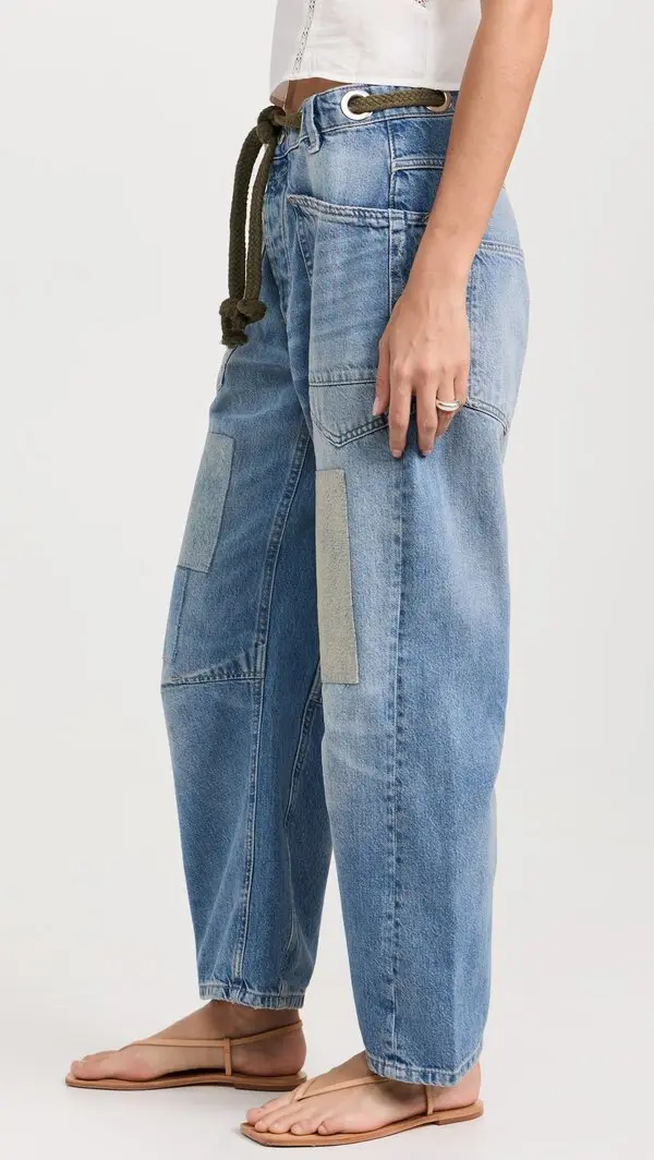 Free People Moxie Barrel Jeans - Truest Blue