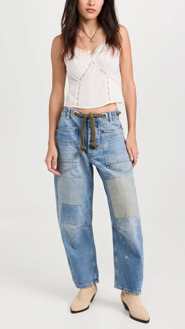 Free People Moxie Barrel Jeans - Truest Blue
