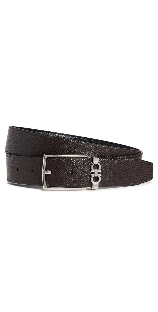 FERRAGAMO Gancio Reversible Belt - Black/brown