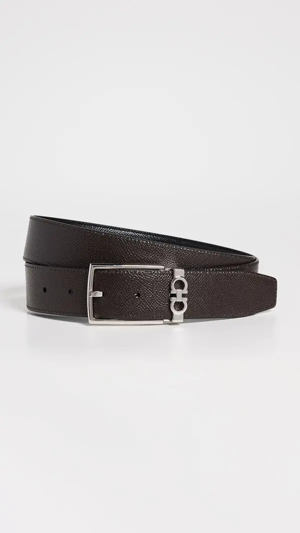 FERRAGAMO Gancio Reversible Belt - Black/brown