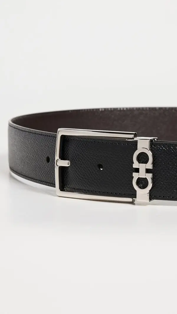 FERRAGAMO Gancio Reversible Belt - Black/brown