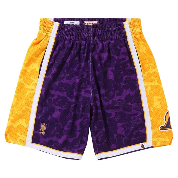 A BATHING APE X Mitchell & Ness Los Angeles Lakers Shorts - Purple