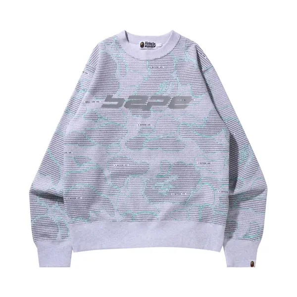 A BATHING APE Text Code Camo Crewneck - Grey