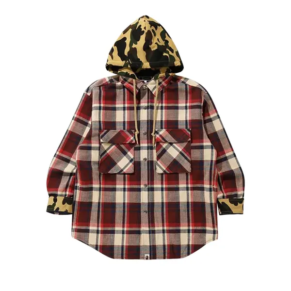 A BATHING APE Checked Hooded Shirt Jacket
