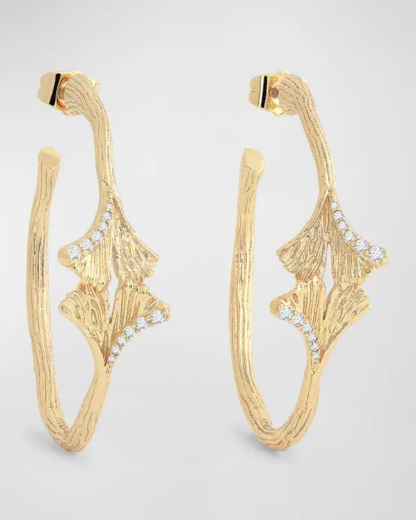 ANABEL ARAM JEWELRY Ginkgo Hoop Earrings - Gold