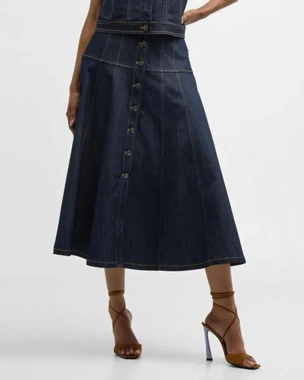 Cinq À Sept Veena Denim Midi Skirt - Indigo