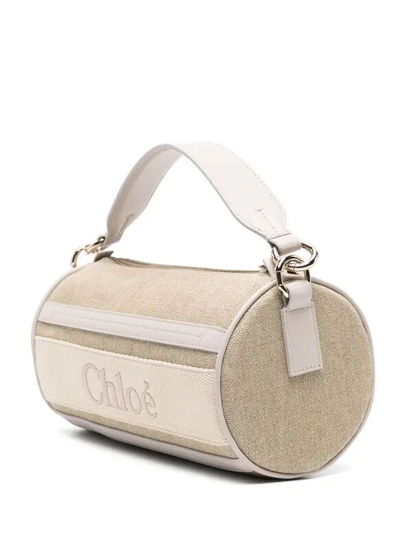Chloé Logo-embroidered Linen Crossbody Bag
