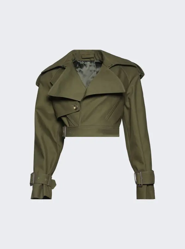 Wardrobe.NYC Cropped Trench Coat - Green
