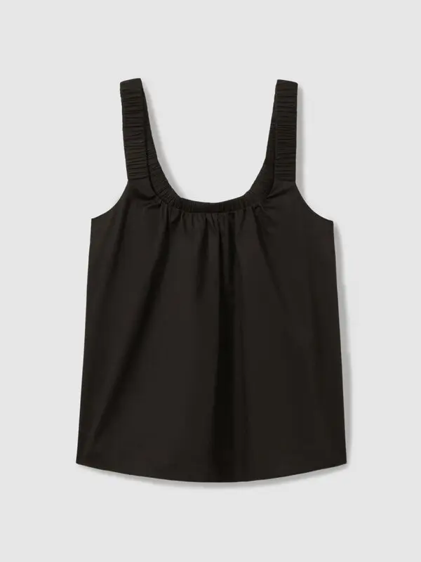 REISS Corey Cotton Ruched Strap Top