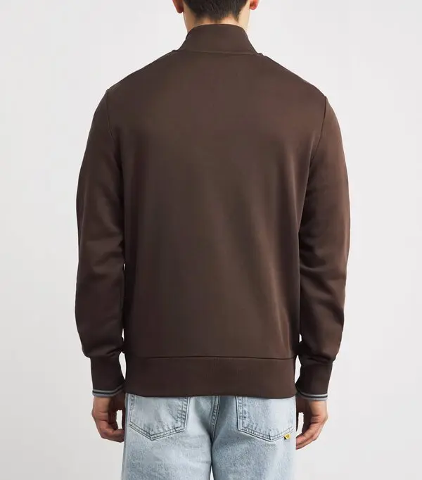 Fred Perry Cotton Quarter-zip Sweatshirt - Brown