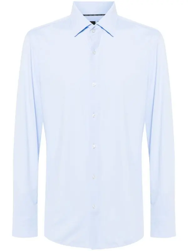 BOSS Spread-collar Jersey Shirt - Blue