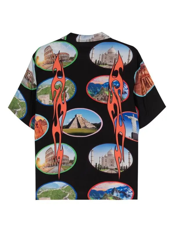 PLEASURES Seven Wonder-print Bowling Shirt