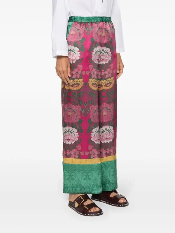 PIERRE-LOUIS MASCIA Floral Jacquard Silk Trousers