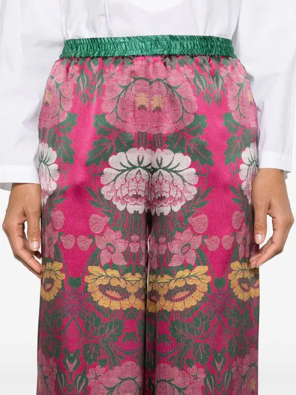 PIERRE-LOUIS MASCIA Floral Jacquard Silk Trousers