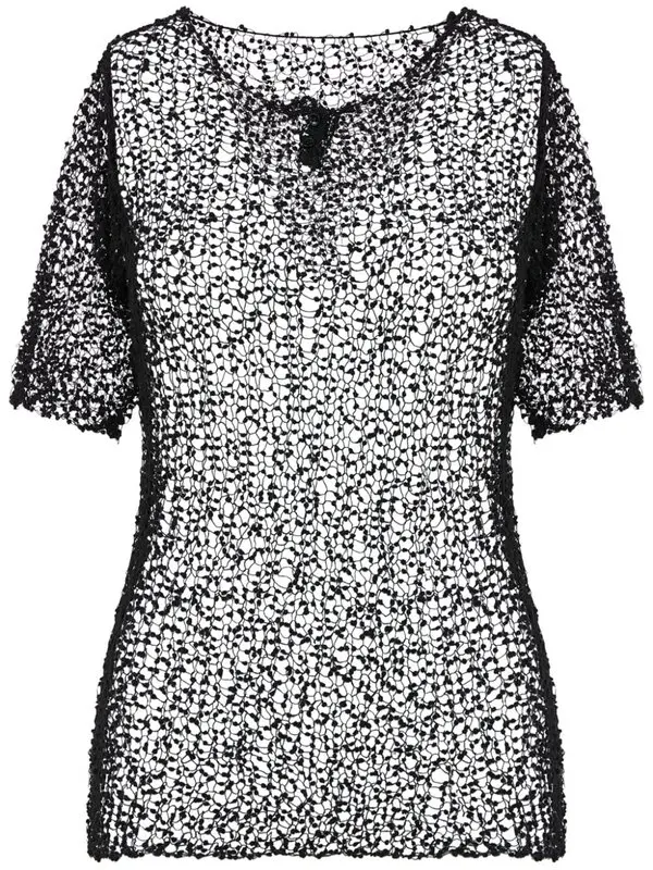 MAISON MARGIELA Dot-embroidered Semi-sheer Top