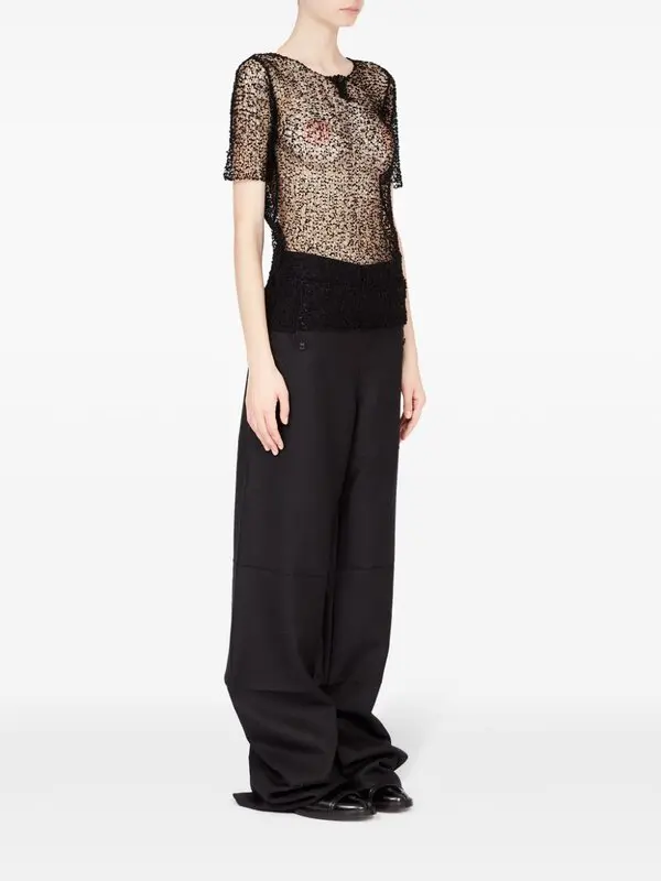 MAISON MARGIELA Dot-embroidered Semi-sheer Top