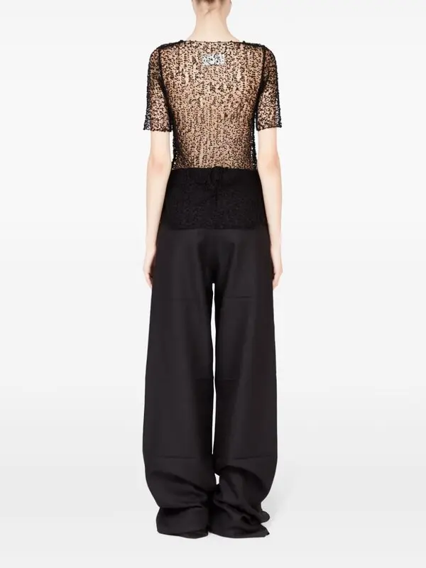 MAISON MARGIELA Dot-embroidered Semi-sheer Top